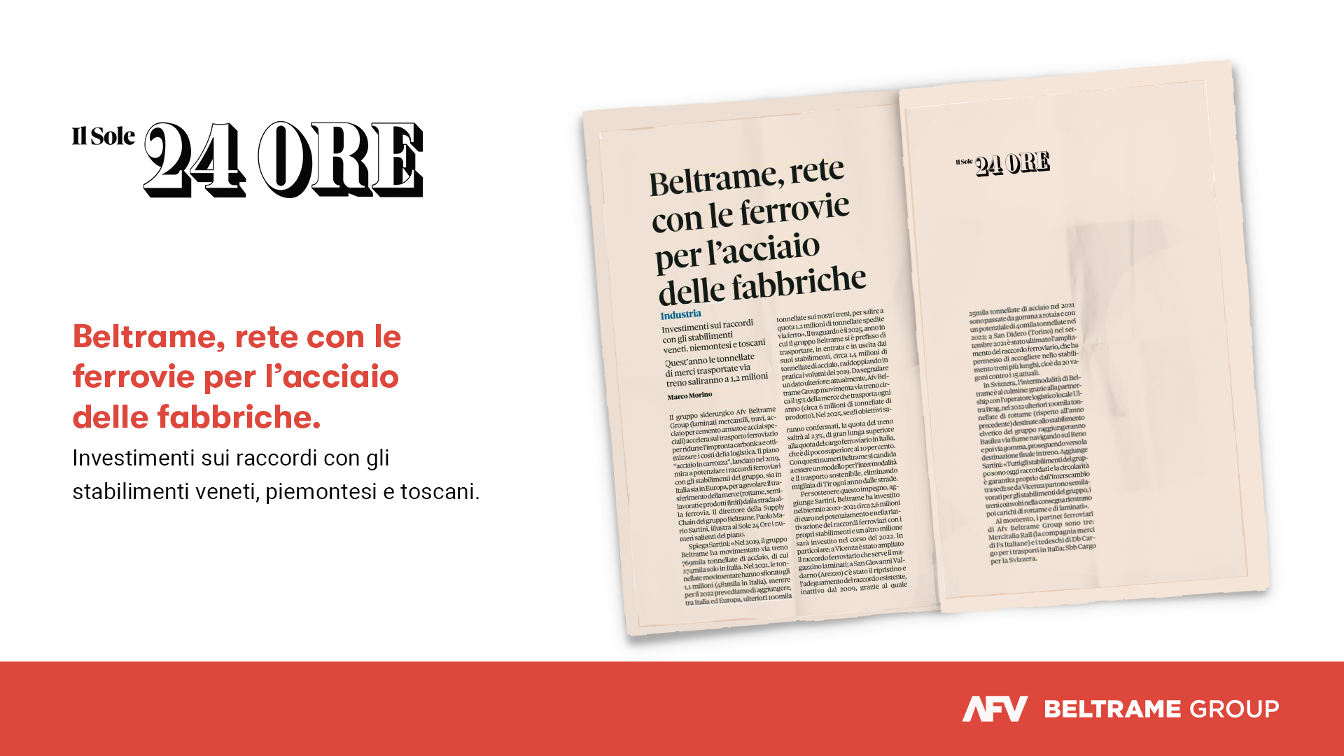 Il gruppo Beltrame continua a potenziare il trasporto dell'acciaio via ...