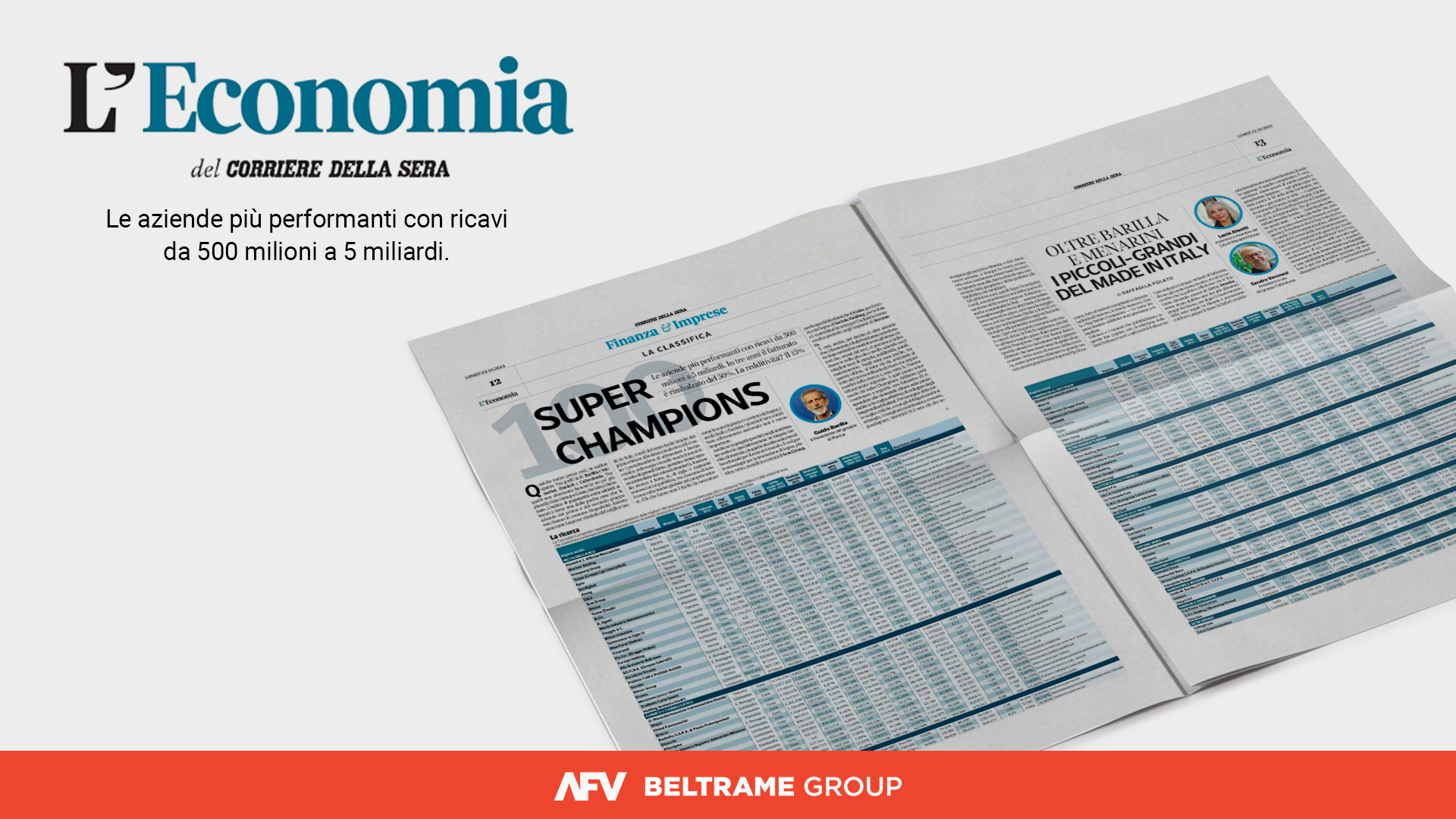Beltrame tra le 100 aziende Super Champions - AFV Gruppo Beltrame